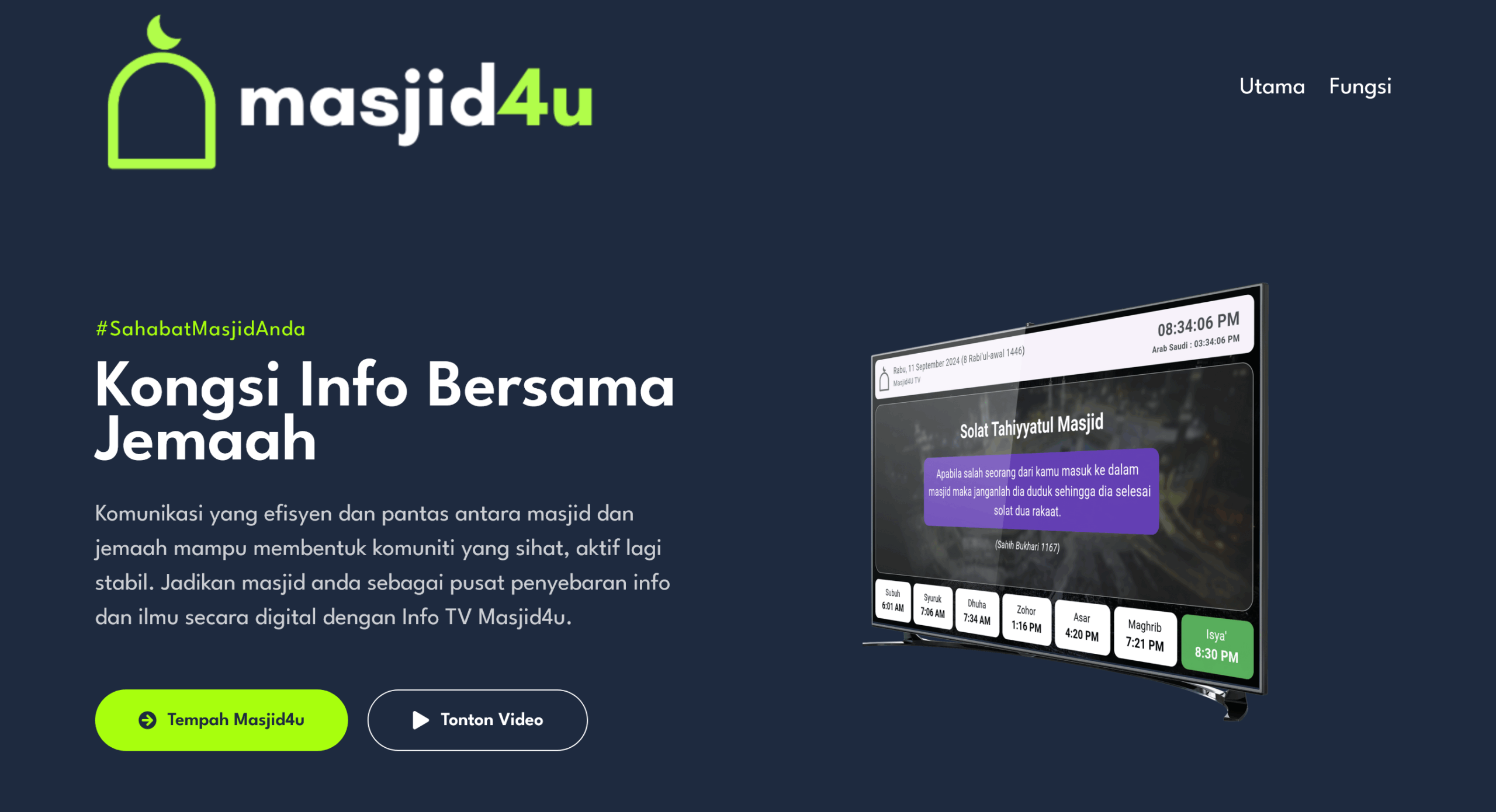 Sistem masa solat masjid4u (www.masjid4u.com) – Masjid Aishah